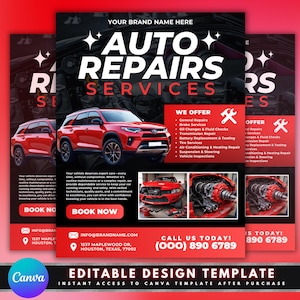 Auto Repairs Services Flyer, DIY Flyer Template Design, Auto Detailing ...