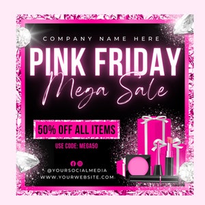 Pink Friday Sale Flyer, DIY Flyer Design Template, Black Friday Sale ...