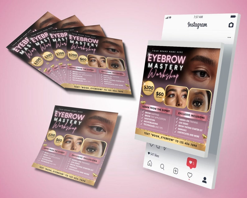 Eyebrow Masterclass Flyer, DIY Flyer Template Design, Eye Brow Tint ...