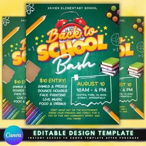 Back to School Bash Flyer, DIY Flyer Template Design, Community Event ...