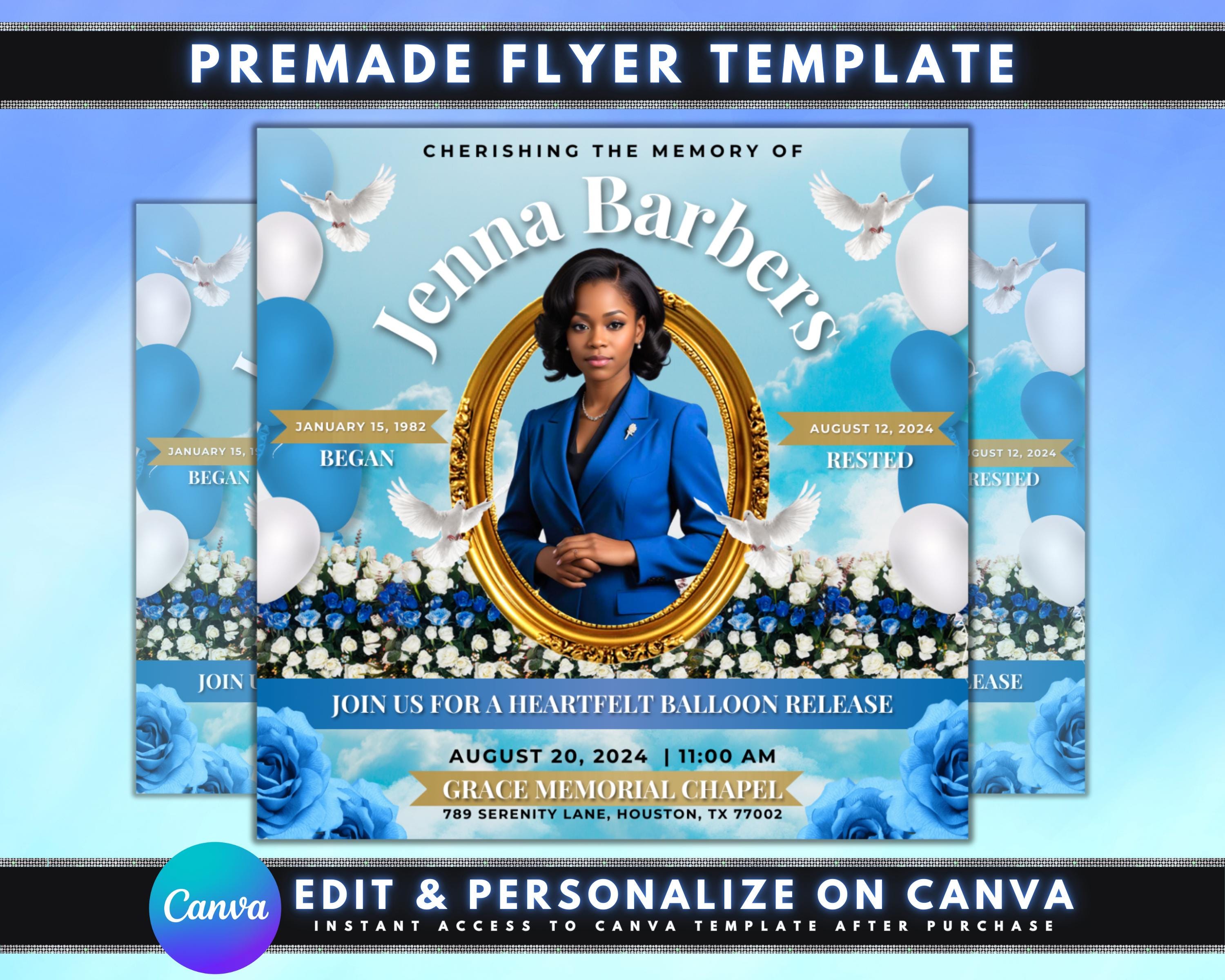 Balloon Release Flyer, DIY Flyer Template Design, in Loving Memory ...