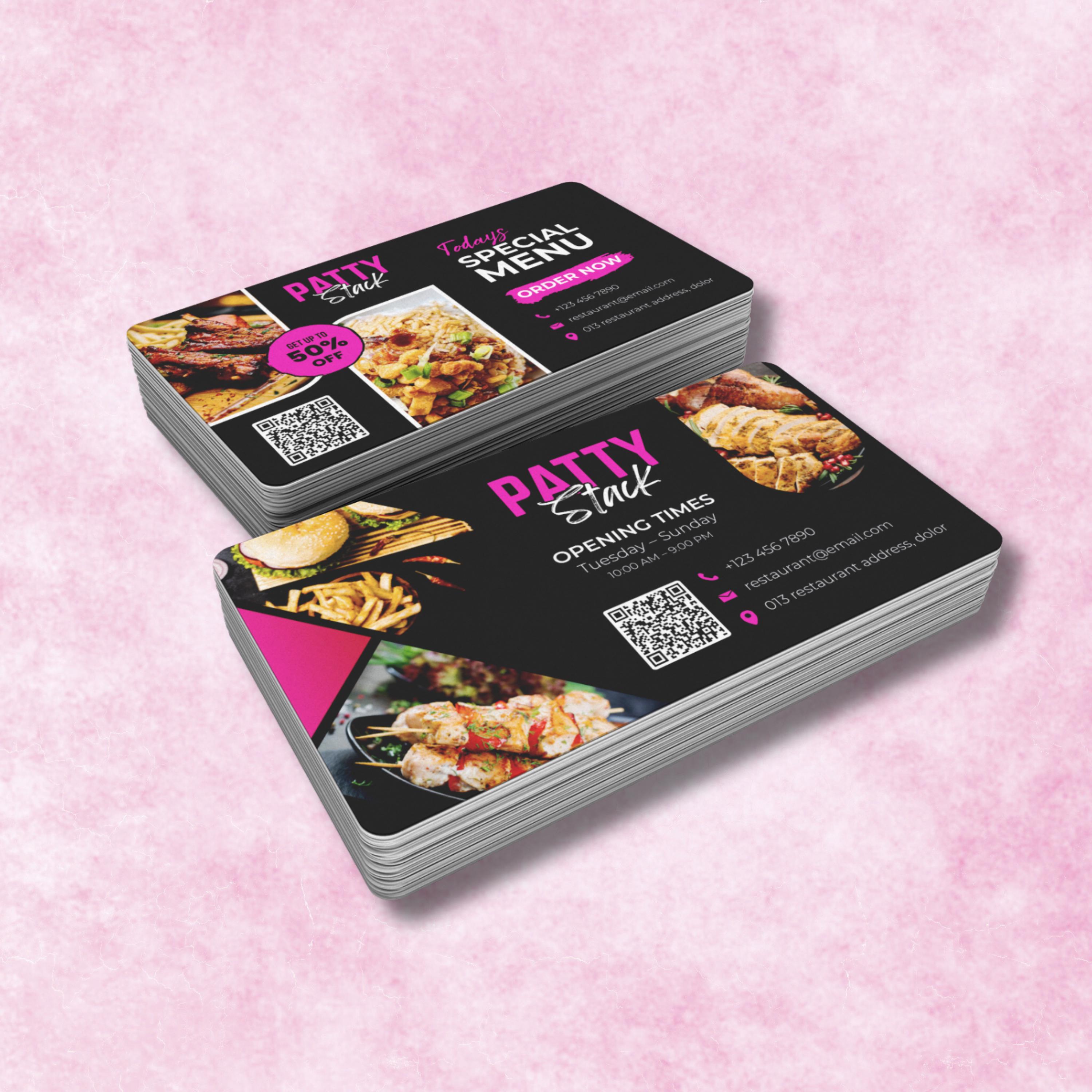 Restaurant Business Card Template, Editable Canva Food Business ...