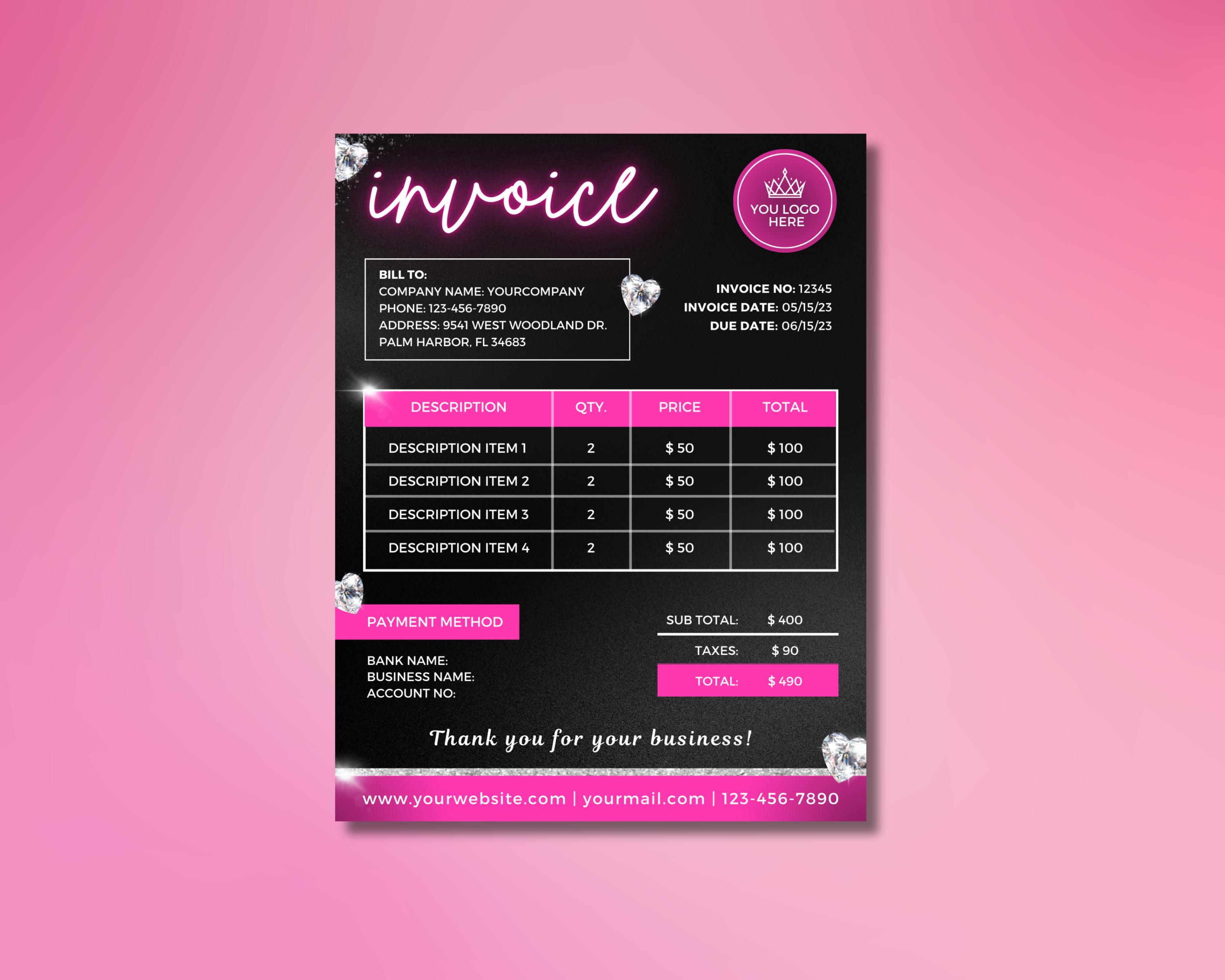 Beauty Business Invoice, DIY Invoice Template Design, Sales Invoice ...