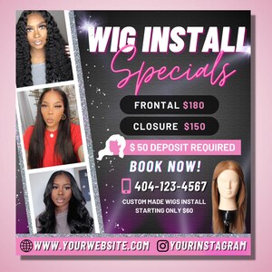 Wig Install Flyer, DIY Flyer Template Design, Hair Appointment Flyer ...