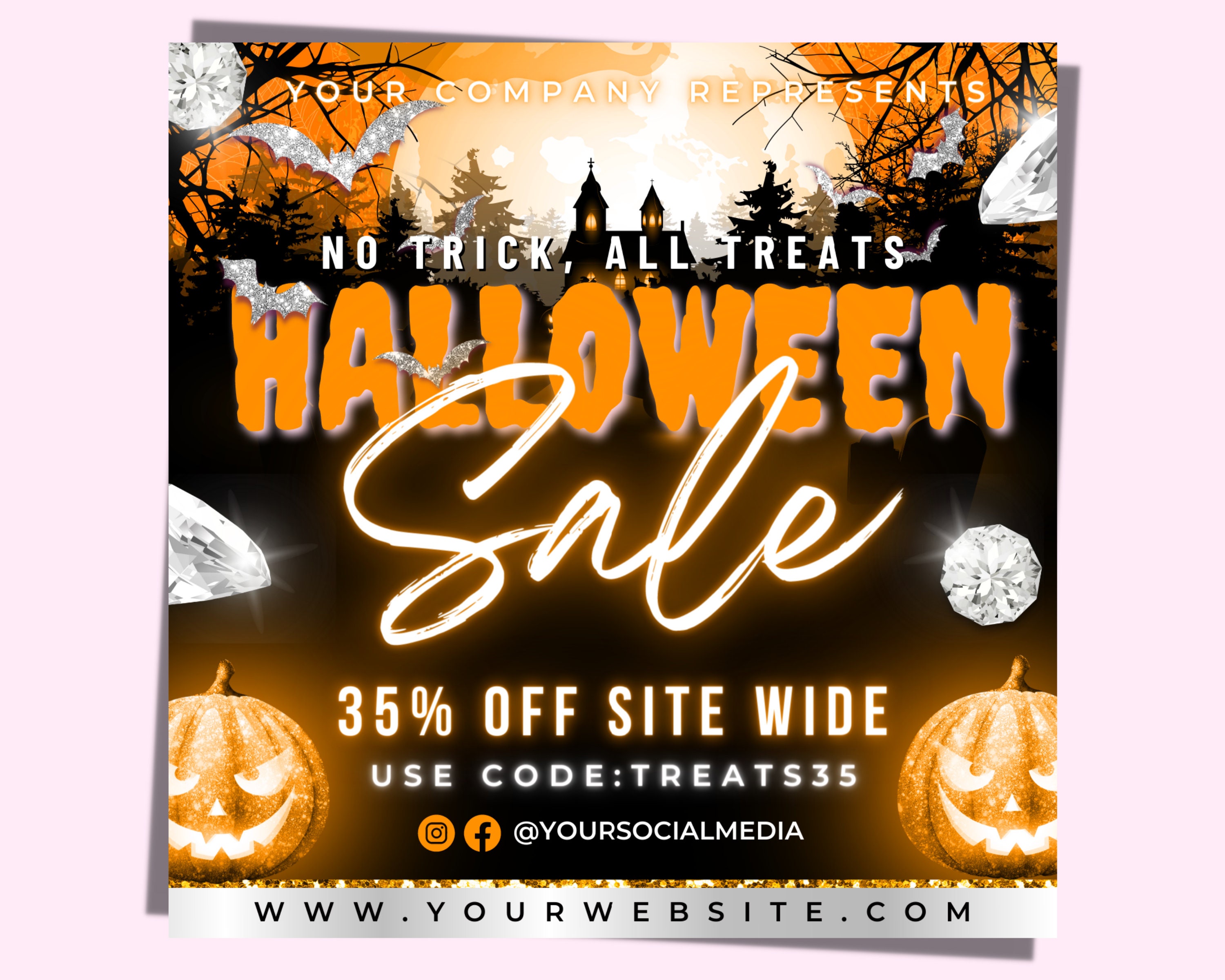 Halloween Sale Flyer DIY Flyer Design Template Orange Fall - Etsy