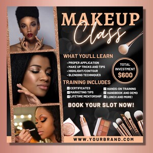 Makeup Course Flyer, DIY Flyer Template Design, Makeup Class Flyer ...