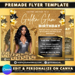 Birthday Party Flyer, DIY Flyer Template Design, Birthday Girl Party ...