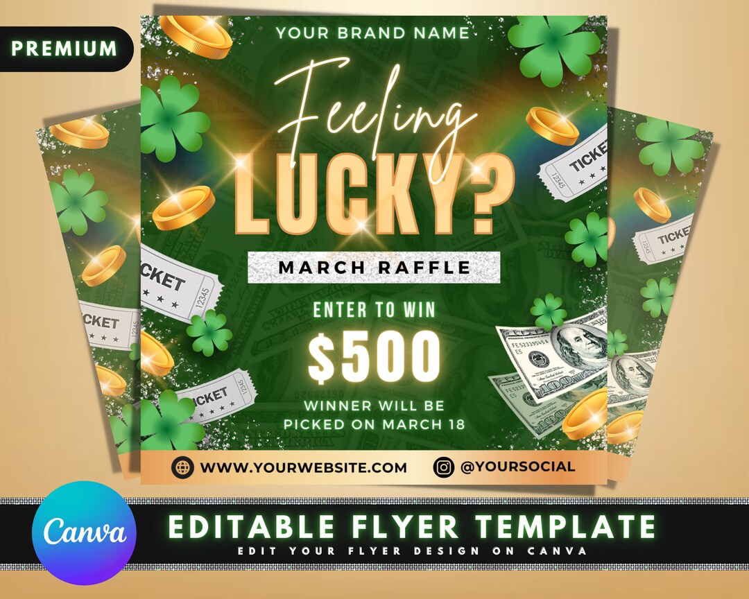 March Raffle Flyer, DIY Flyer Template Design, Hair Flyer, Raffle ...