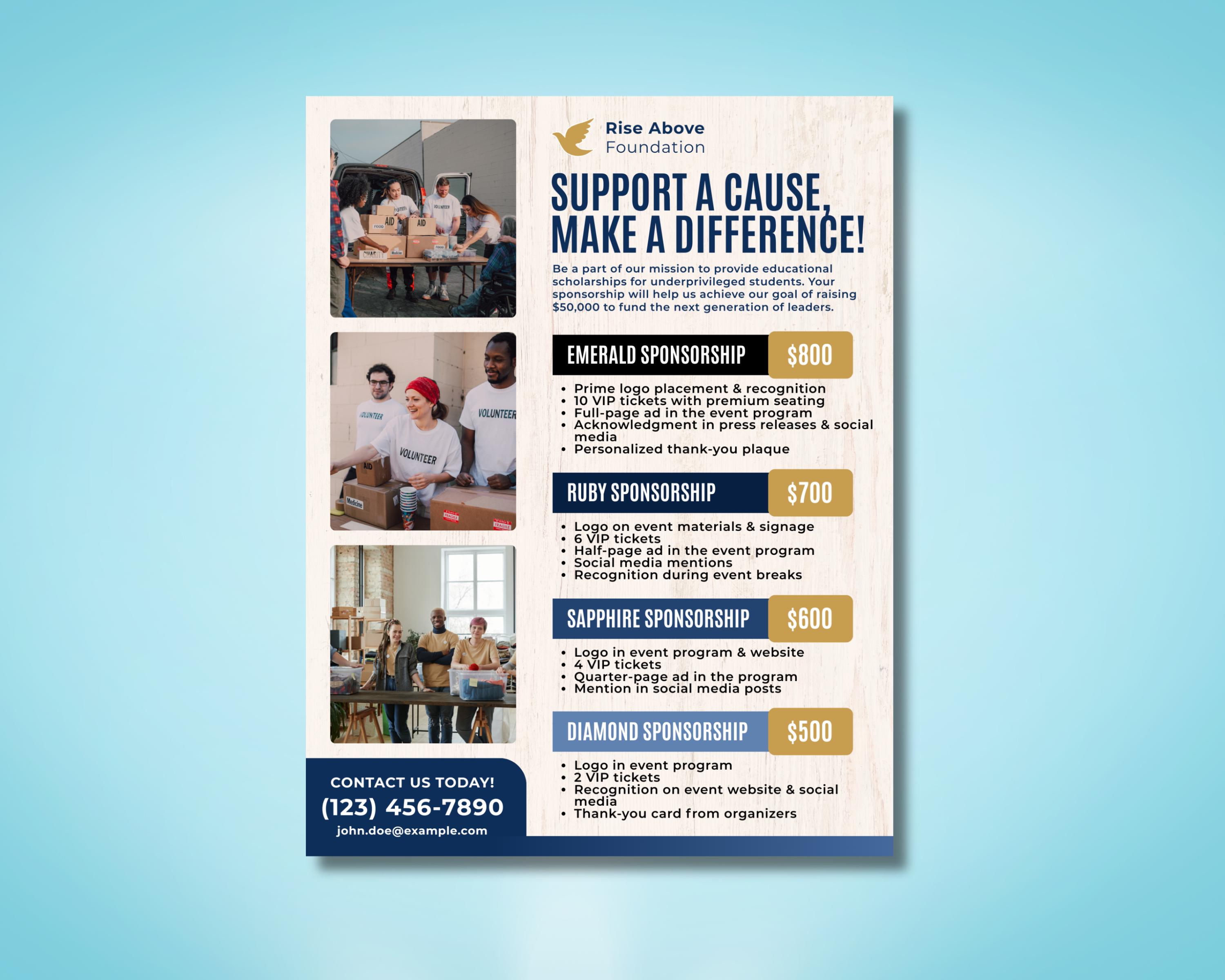 Fundraising Flyer, DIY Flyer Template Design, Charity Event Sponsor ...