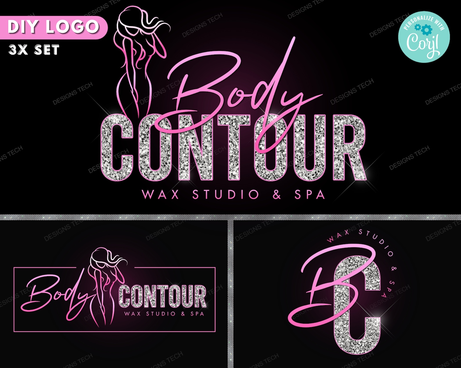 Body Contour Logo, DIY Logo Design Template, Body Sculpting Logo, Body ...