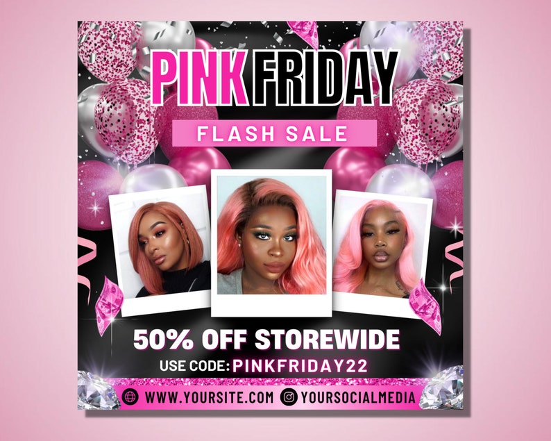 Pink Friday Sale Flyer, DIY Flyer Template Design, Black Friday Flyer ...