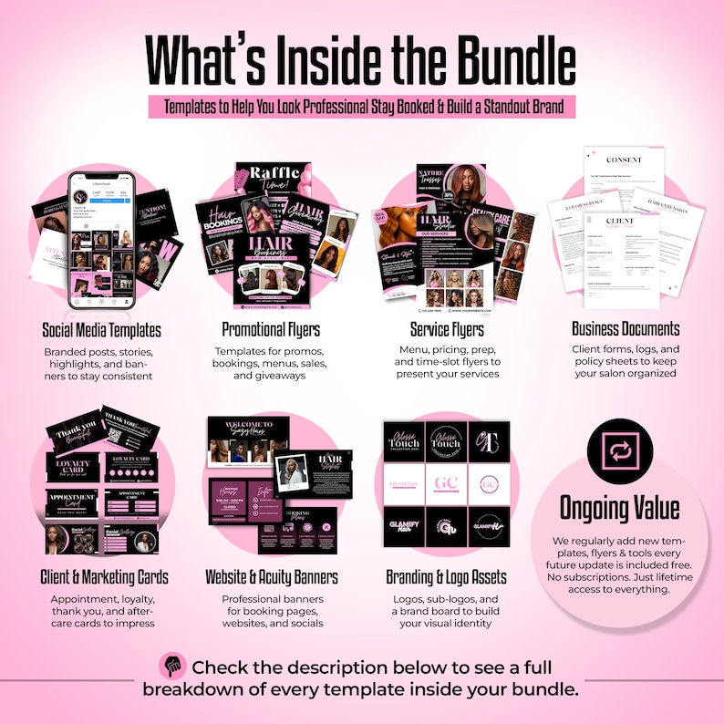 Hair Business Template Bundle, Salon Branding Kit Templates, Hair ...