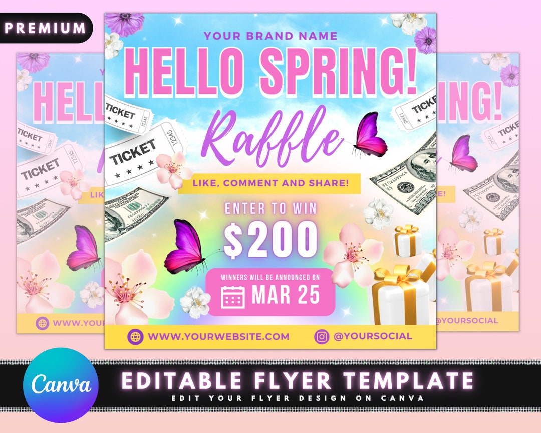 Spring Raffle Flyer, DIY Flyer Template Design, Spring Giveaway Flyer ...