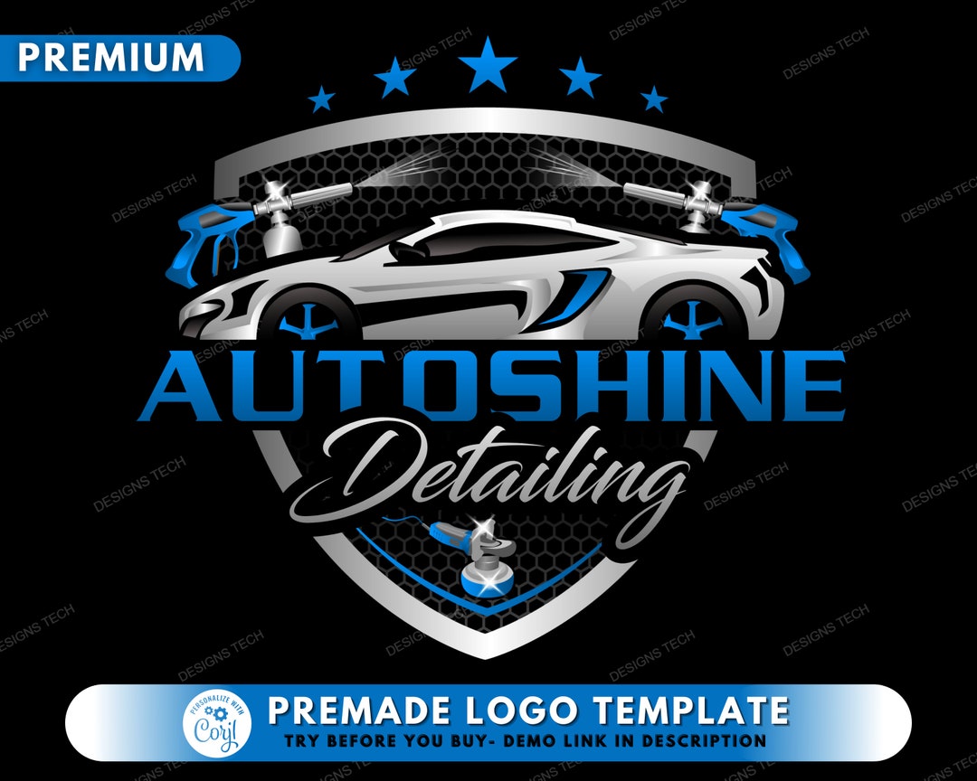 Car Detailing Logo, DIY Logo Design Template, Blue Auto Detailing Logo ...