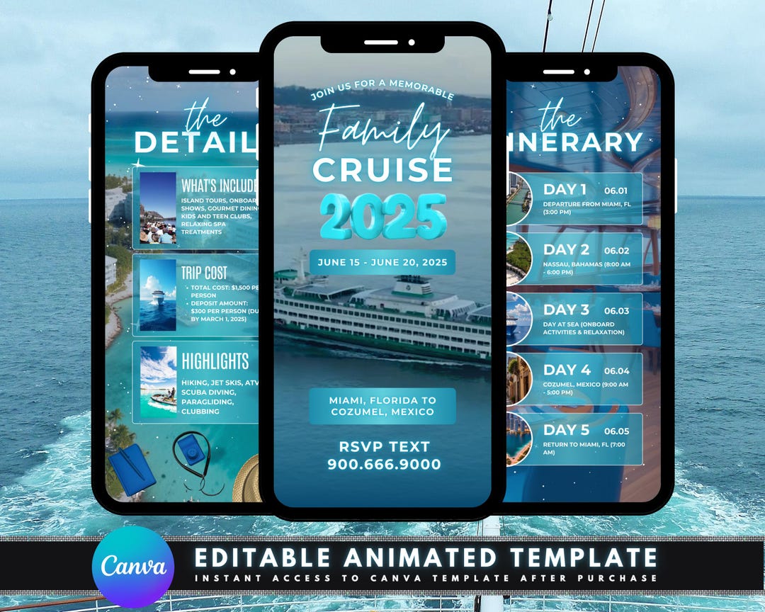 Animated Family Cruise Invitation, DIY Template Design, Cruise Ship ...