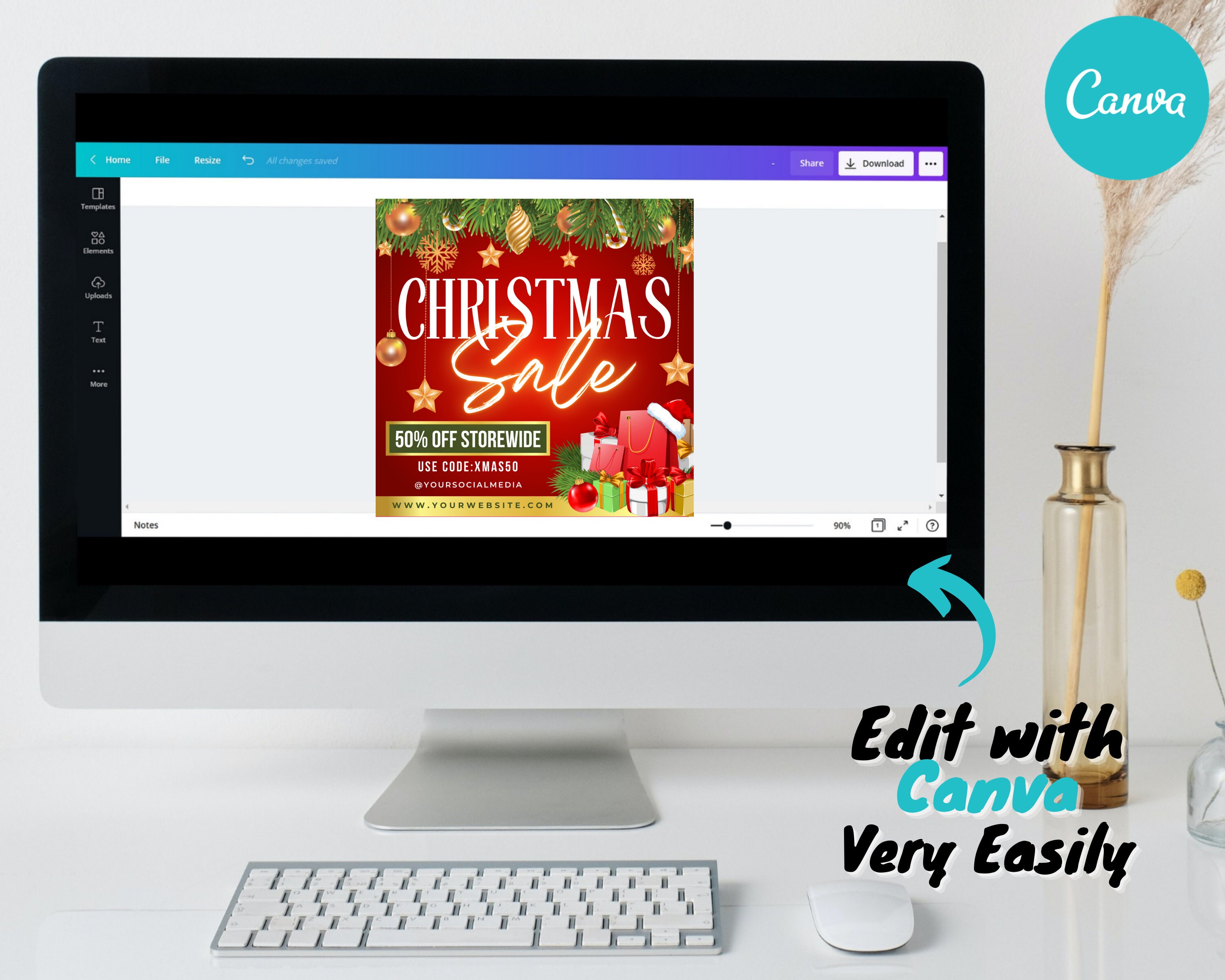 Christmas Sale Flyer, DIY Flyer Template Design, Holiday Flyer, Xmas ...