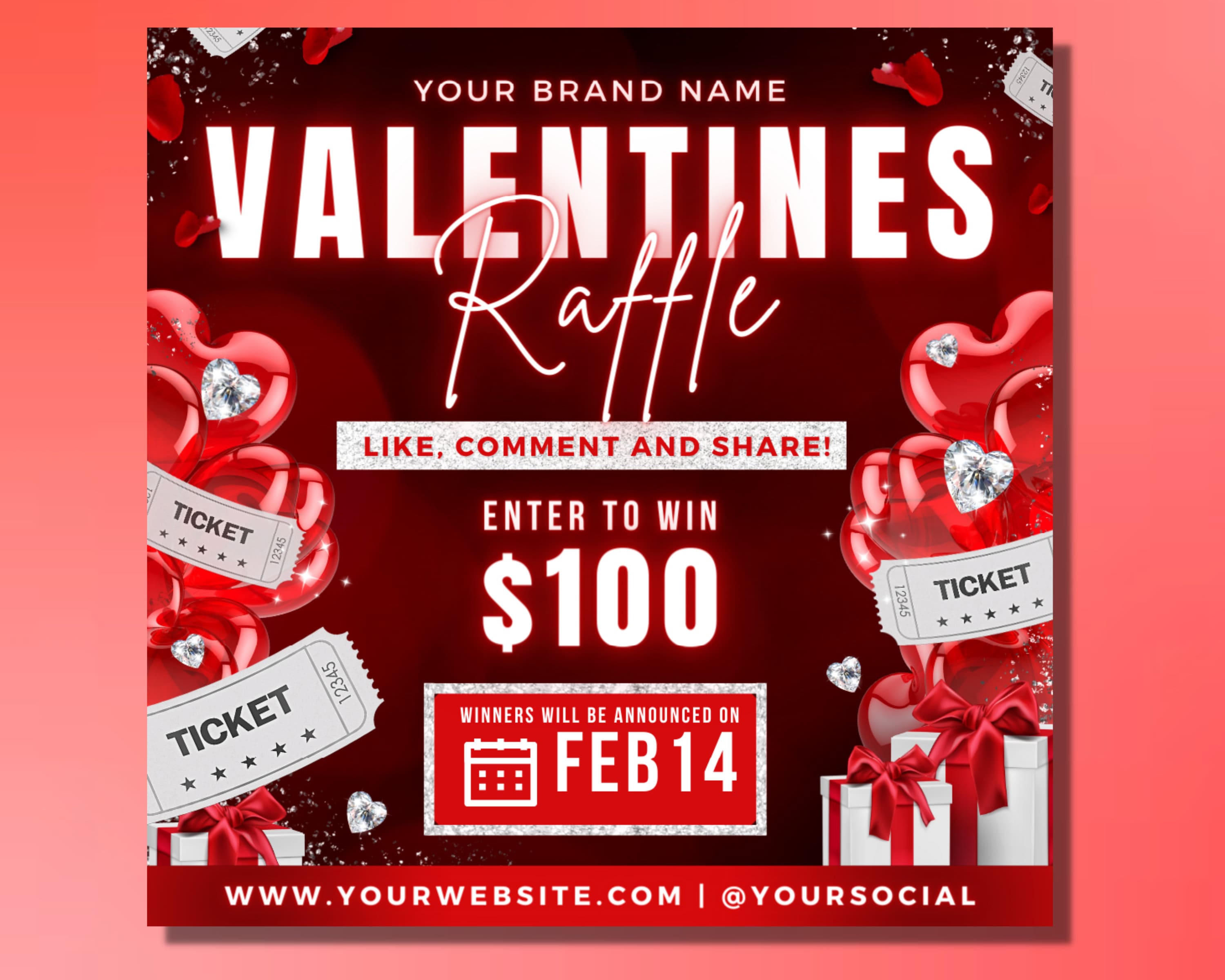 Valentines Flyer DIY Flyer Template Design Raffle Flyer - Etsy