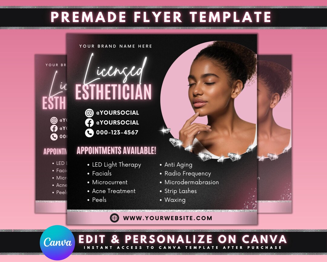 Esthetician Flyer, DIY Flyer Template Design, Skin Care Services Flyer ...