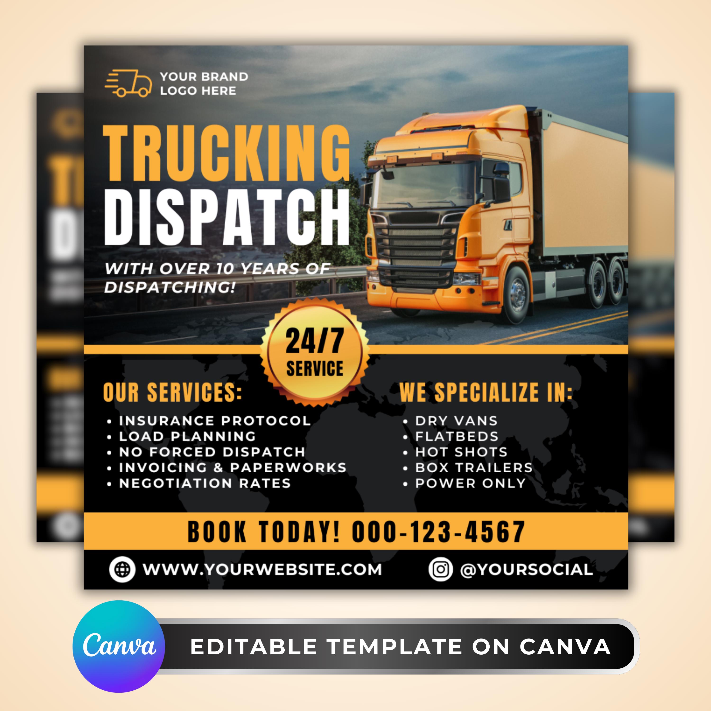 Truck Dispatcher Flyer: Freight Dispatching Promo, Trucking Business ...