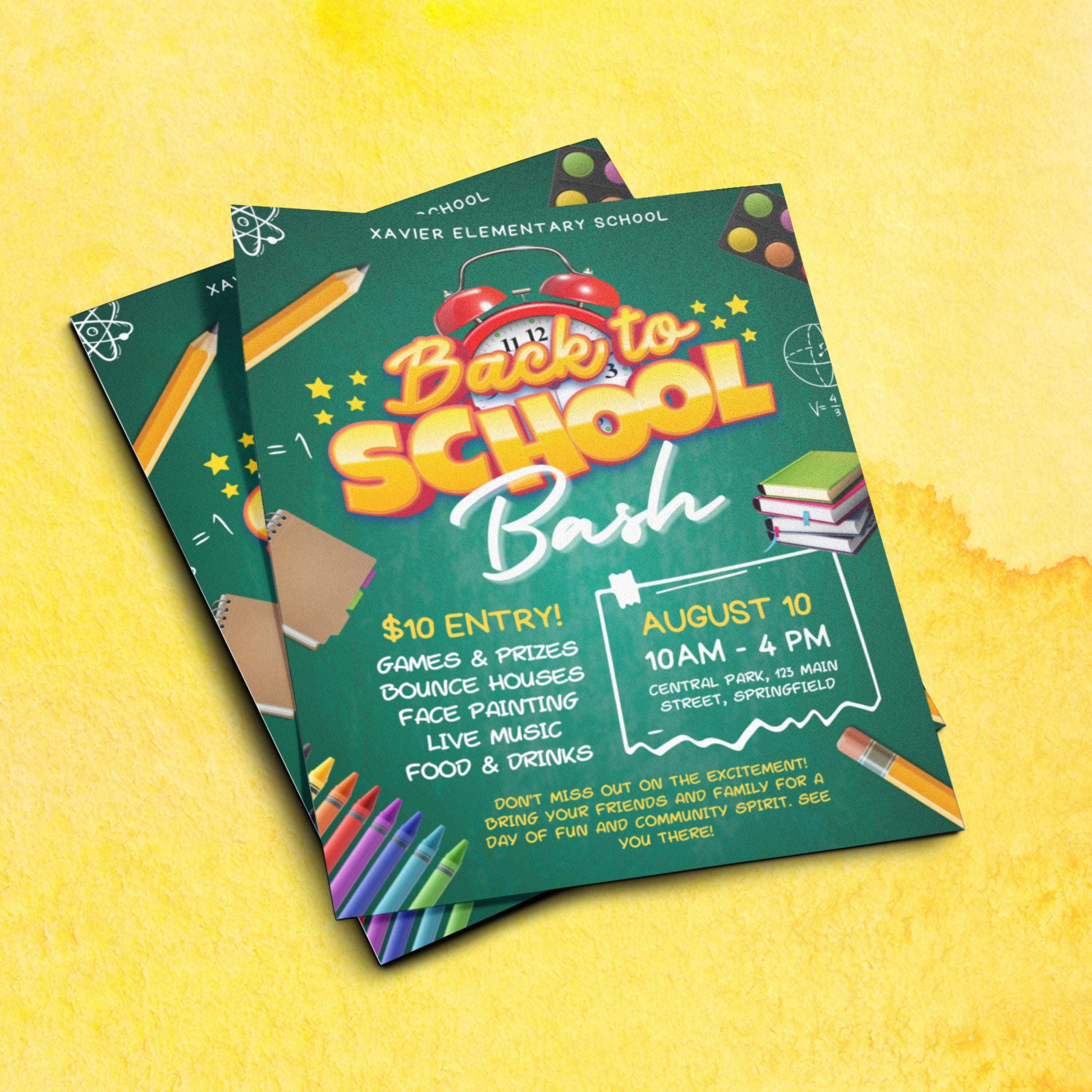 Back to School Bash Flyer, DIY Flyer Template Design, Community Event ...