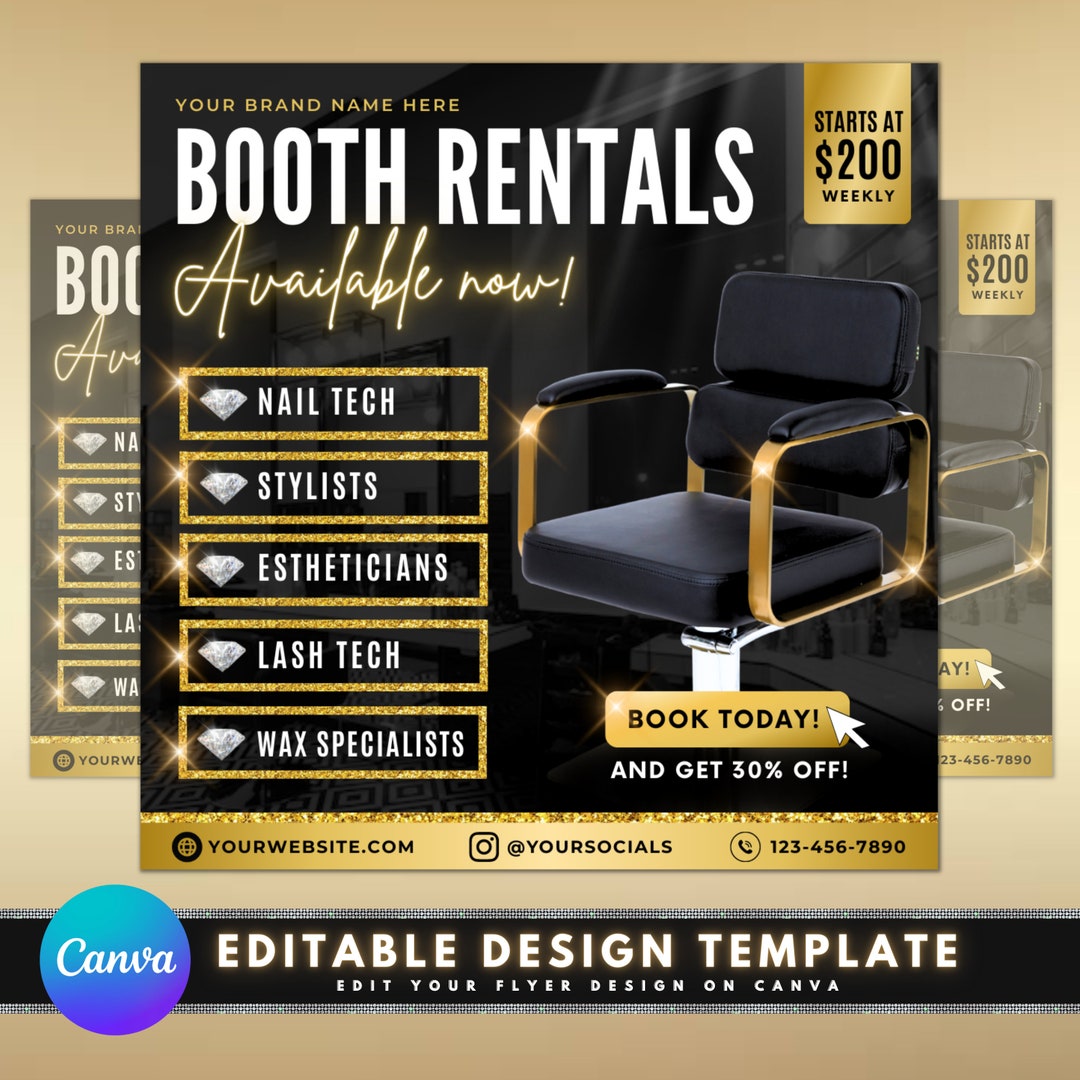 Booth Rentals Flyer, DIY Flyer Template Design, Beautician Flyer ...