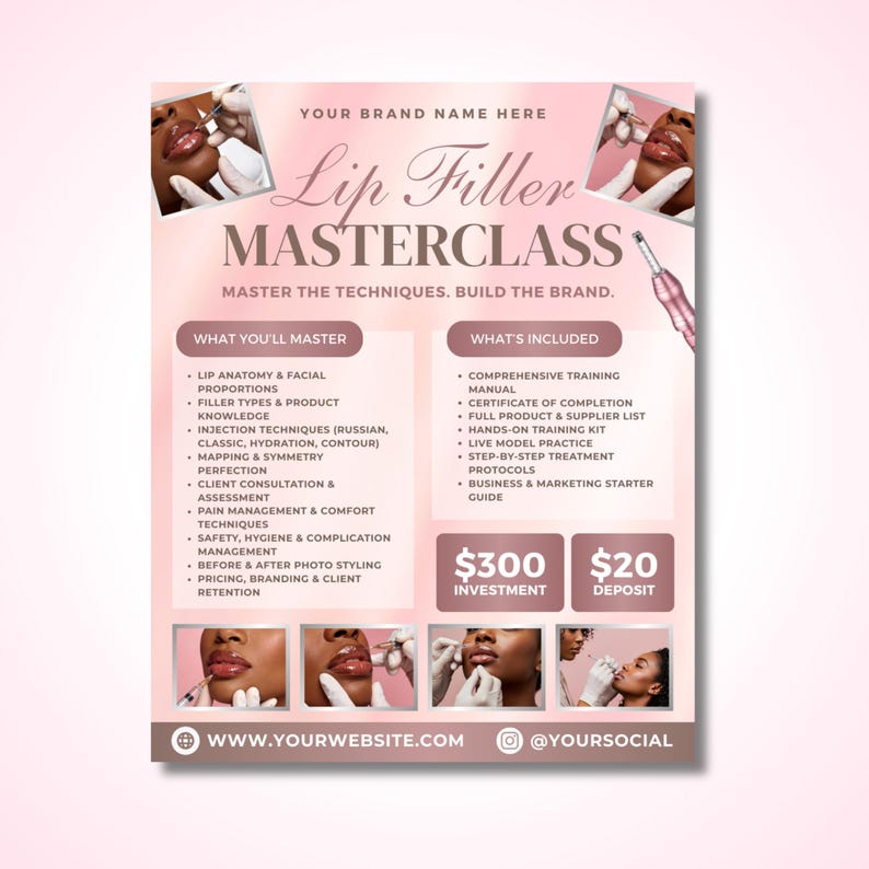 Lip Filler Flyer: Injector Training Masterclass Promo for Aesthetics ...