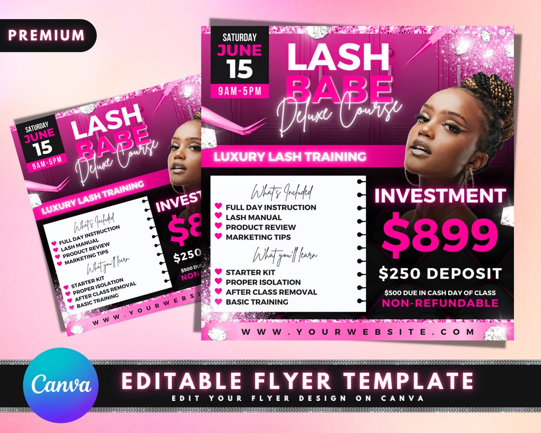 Lash Training Flyer, DIY Flyer Template Design, Lash Course Flyer ...