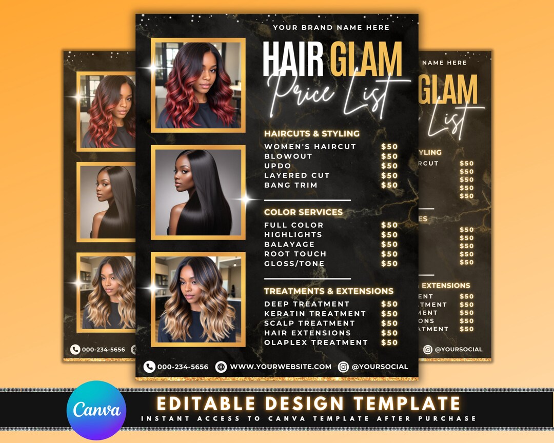 Beauty Salon Pricelist, DIY Flyer Template Design, Beauty Treatment ...