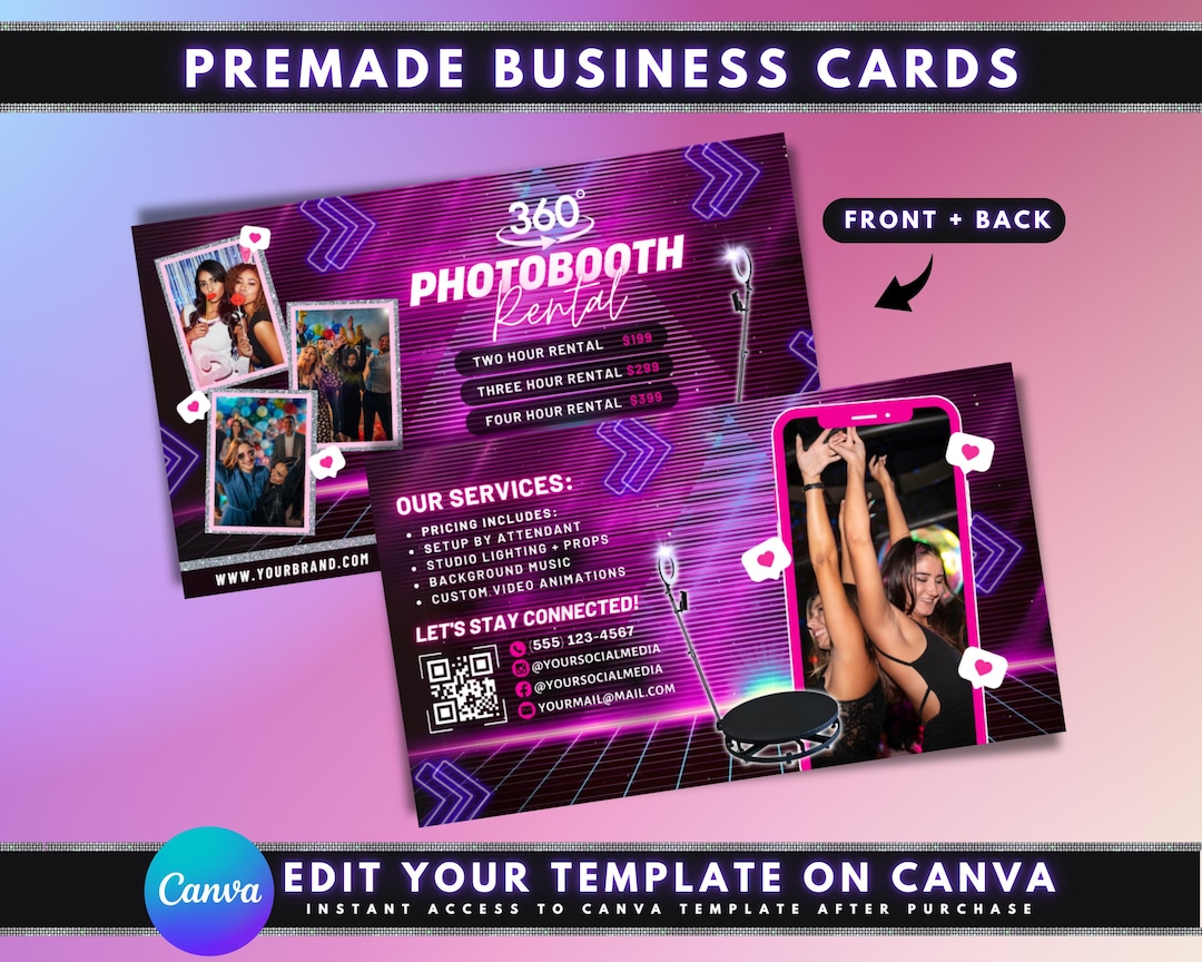 Photobooth 360 Business Cards, DIY Marketing Card Template Design ...