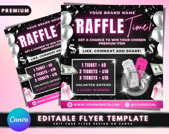March Raffle Flyer, DIY Flyer Template Design, Hair Flyer, Raffle ...