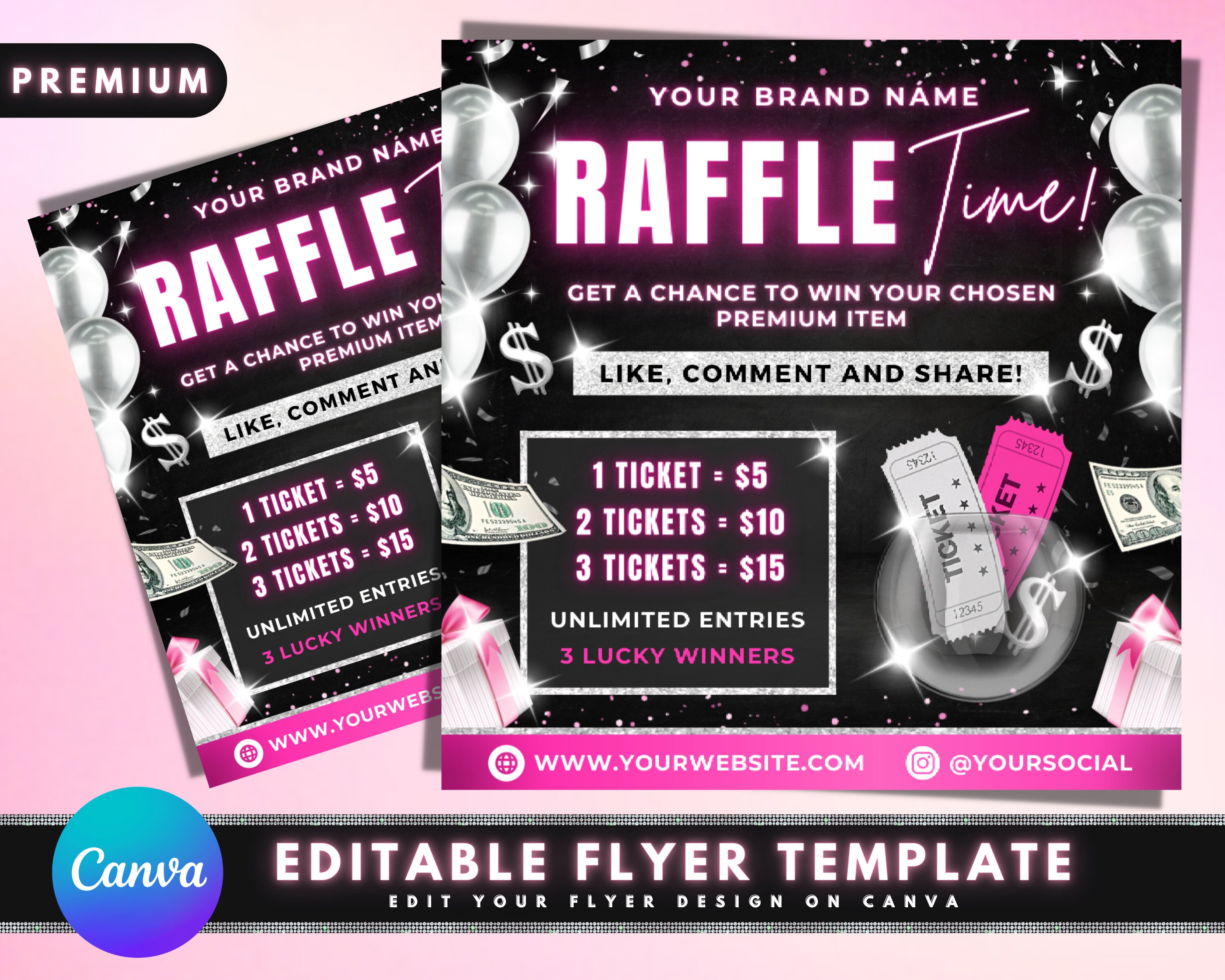 Raffle Flyer DIY Flyer Template Design Giveaway Flyer - Etsy UK