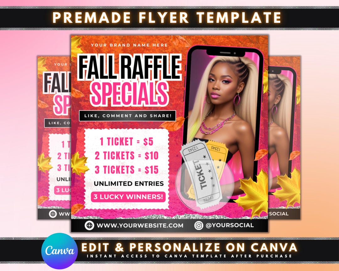 Fall Raffle Specials Flyer, DIY Flyer Template Design, Fall Contest ...