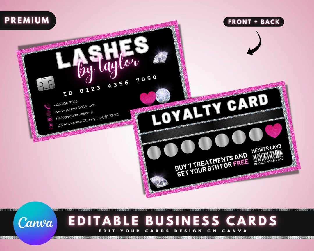 Loyalty Cards, DIY Marketing Cards Template Design, Lash Business Card, Beauty Business Cards ...