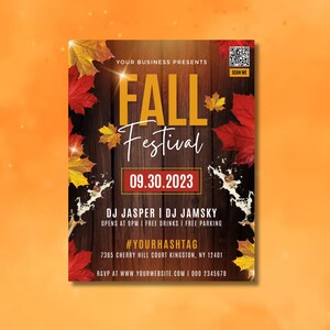 Fall Festival Flyer, DIY Flyer Template Design, Harvest Festival Invite ...