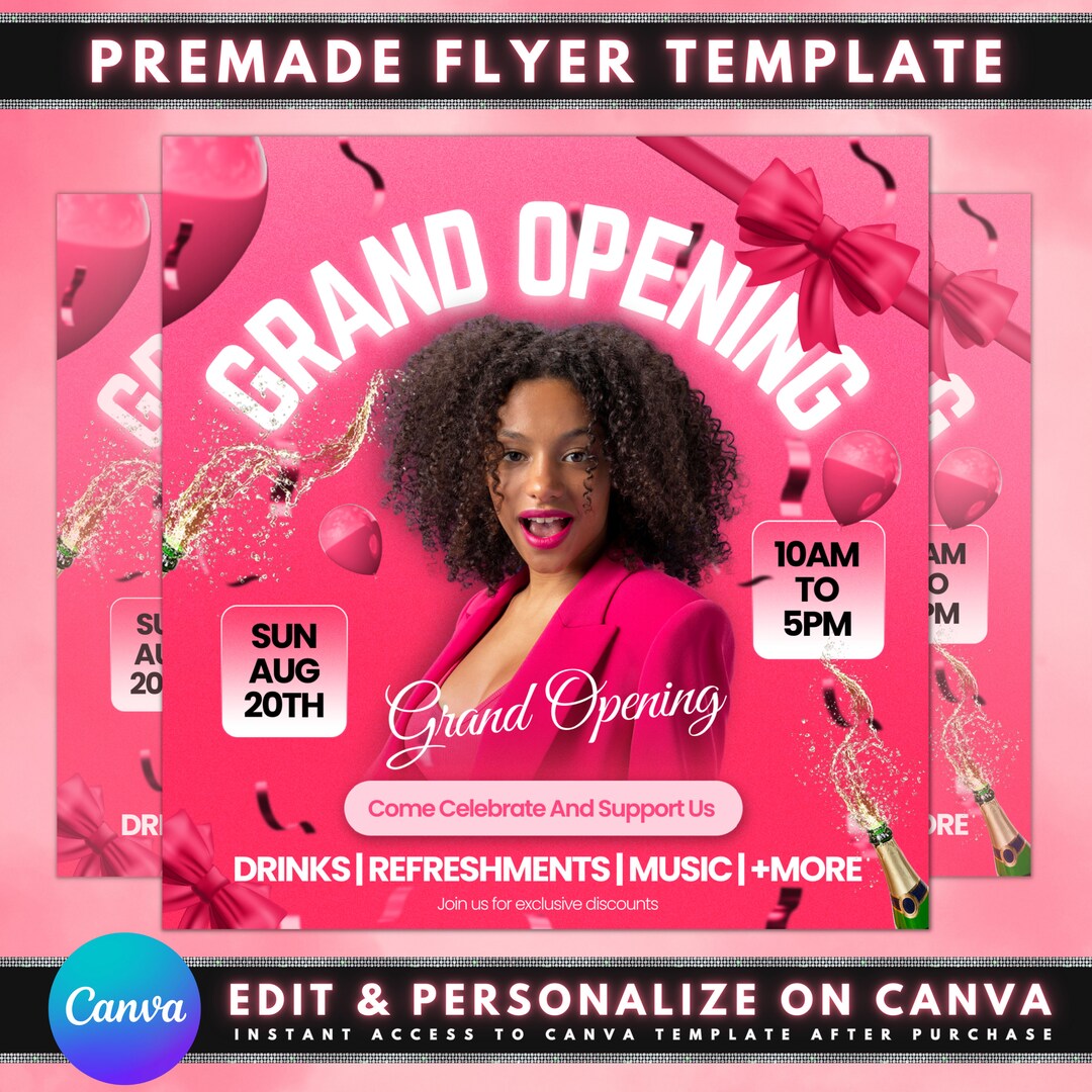 Grand Opening Invitation Flyer, DIY Flyer Template Design, Business ...