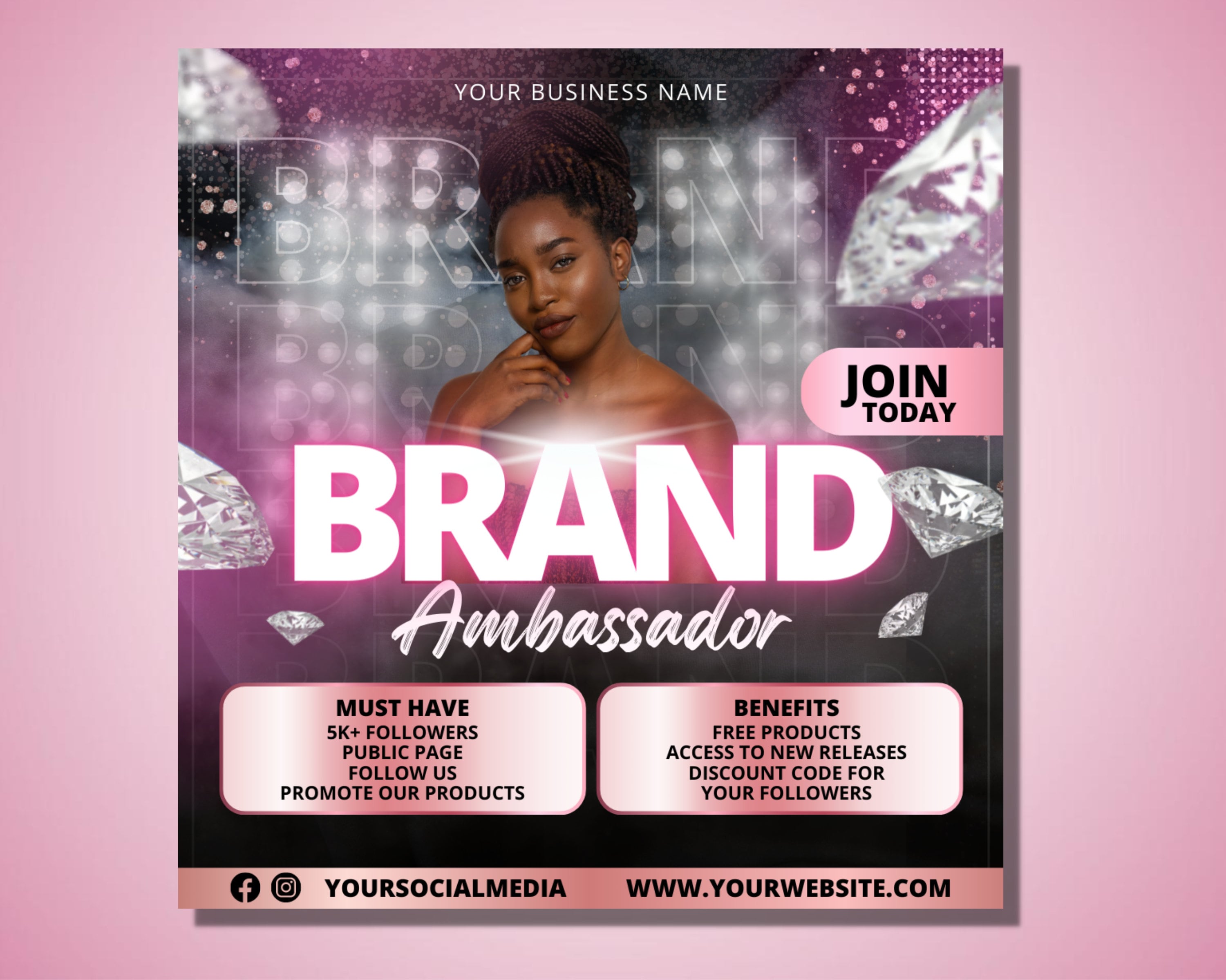 Brand Ambassador Flyer DIY Flyer Template Design Influencer - Etsy