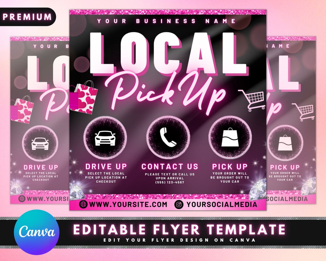 Local Pick up Flyer, DIY Flyer Template Design, Curbside Pickup Flyer ...