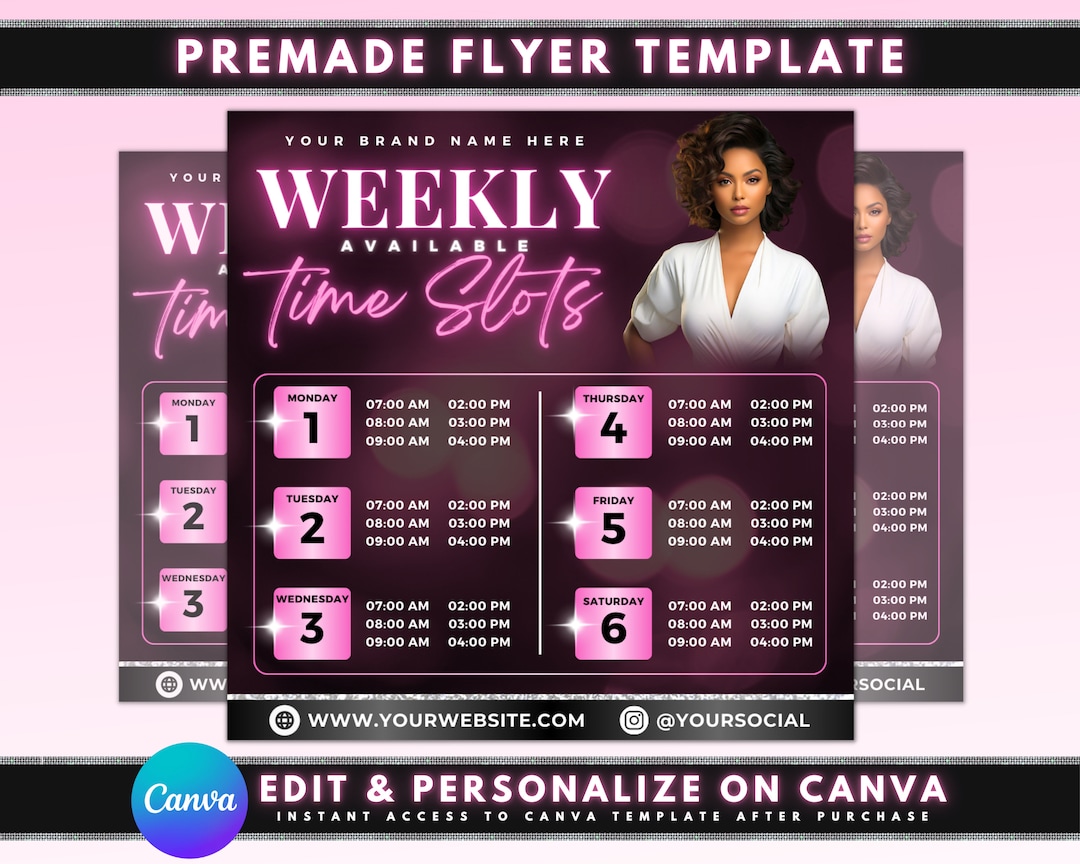 Weekly Availability Flyer, DIY Flyer Template Design, Weekly Available ...