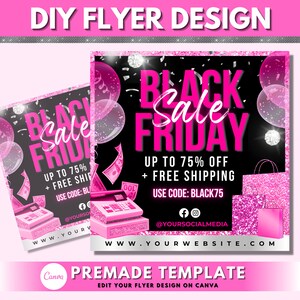 Black Friday Sale Flyer, DIY Flyer Design Template, Pink Friday Sale ...