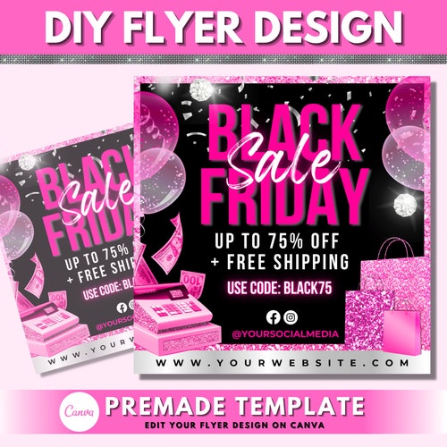 Black Friday Sale Flyer DIY Flyer Design Template Pink - Etsy