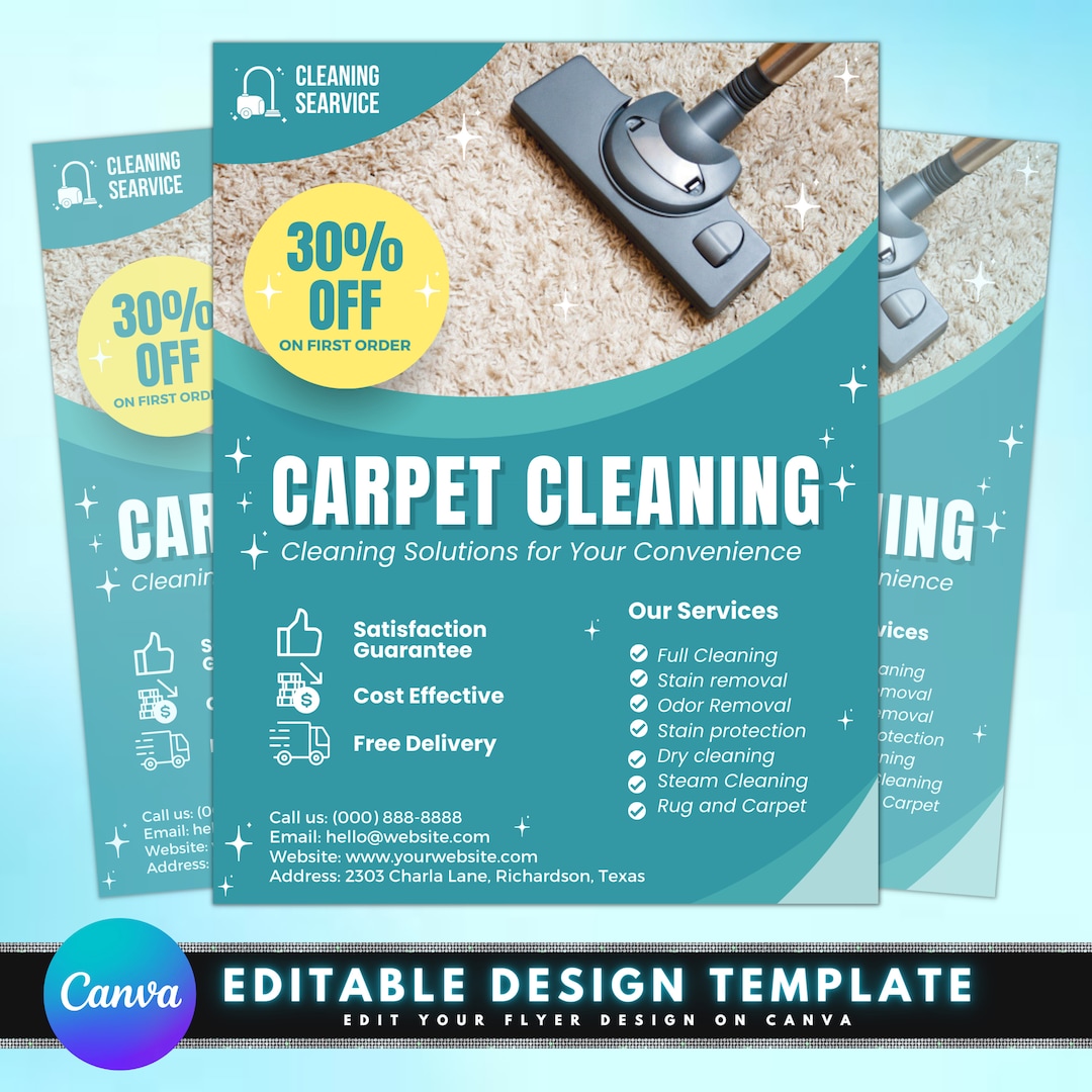 Carpet Cleaning Service Flyer, DIY Flyer Template Design, Cleaning ...