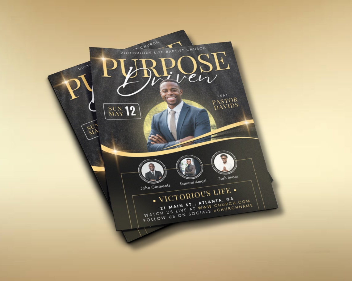 Church Flyer, DIY Flyer Template Design, Male Church Fellowship Service ...