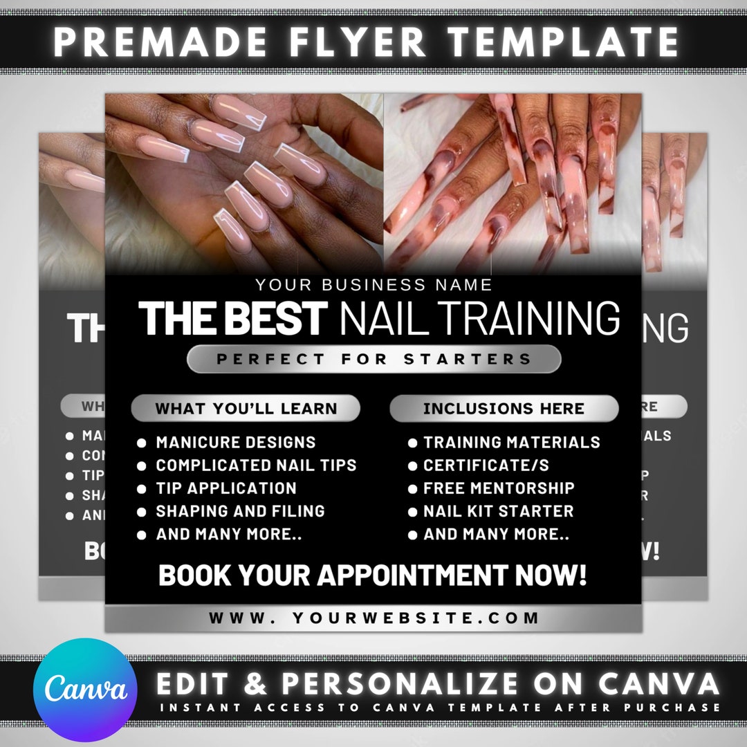 Nail Training Flyer, DIY Flyer Template Design, Nail Course Flyer, Nail ...