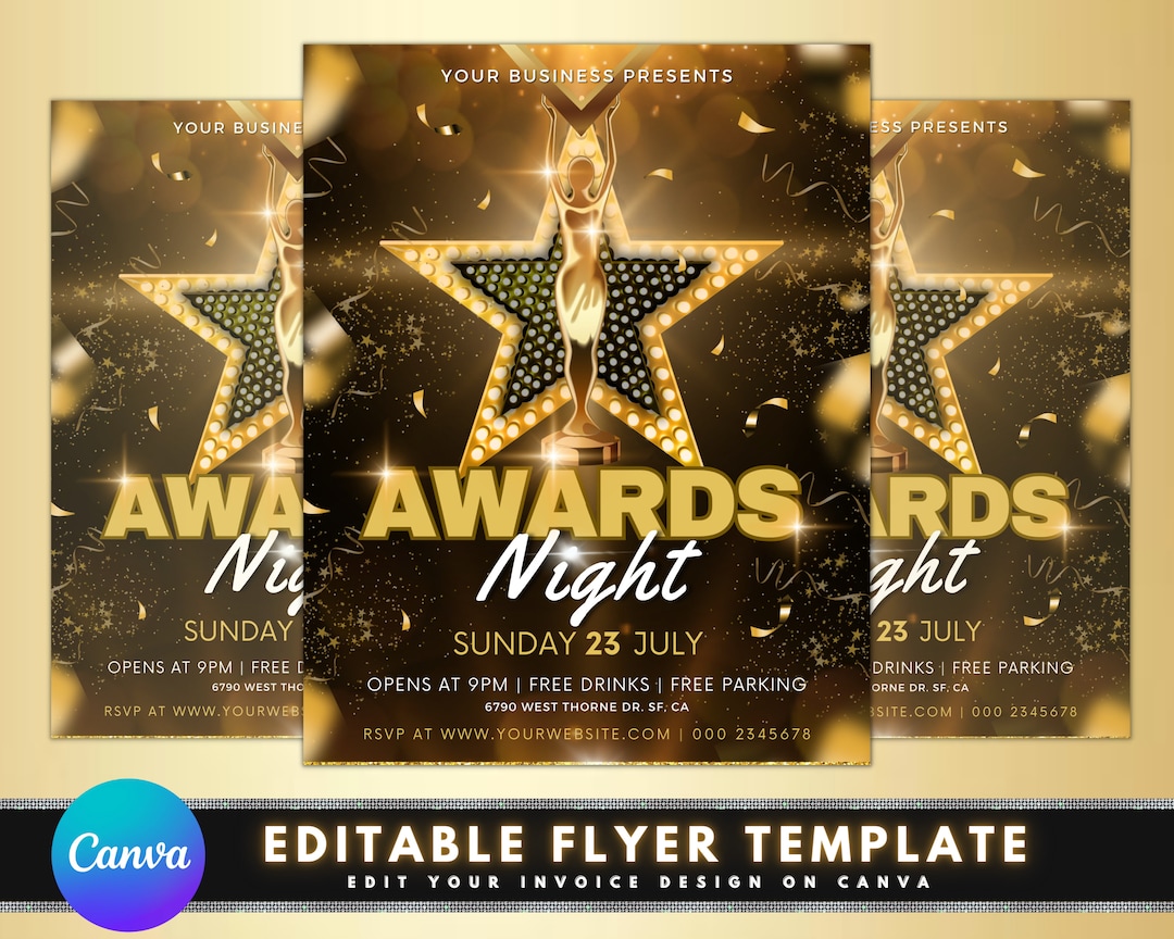 Awards Night Flyer, DIY Flyer Template Design, Business Event Flyer ...