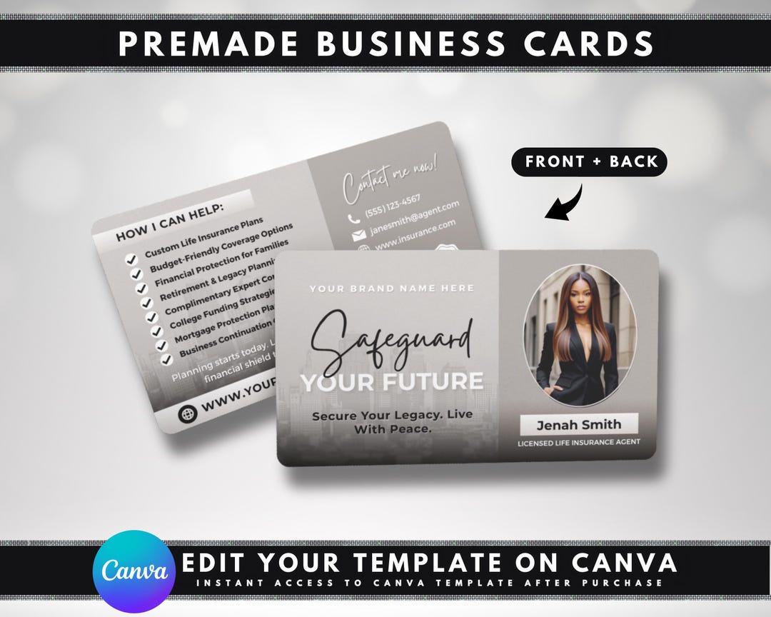 Insurance Agent Business Card, DIY Card Template Design, Financial ...