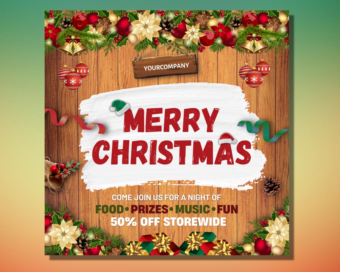 Christmas Flyer DIY Flyer Template Design Sale Flyer - Etsy