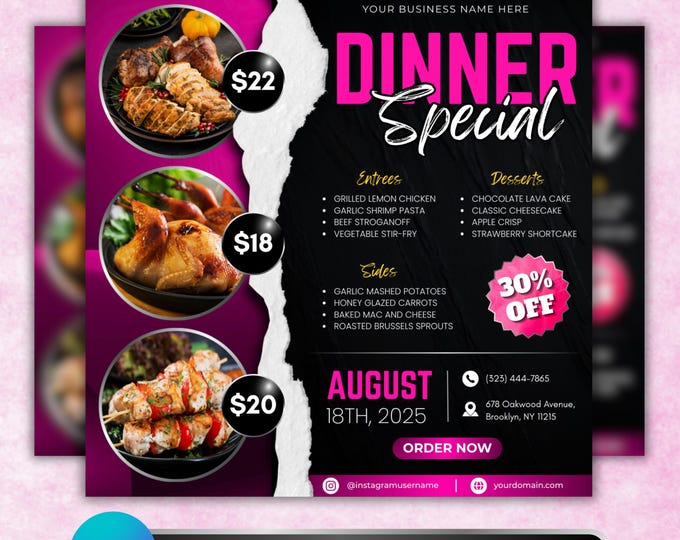 Printable Weekly Specials Flyer Template Editable Menu Flyer Restaurant Weekly Specials Menu ...