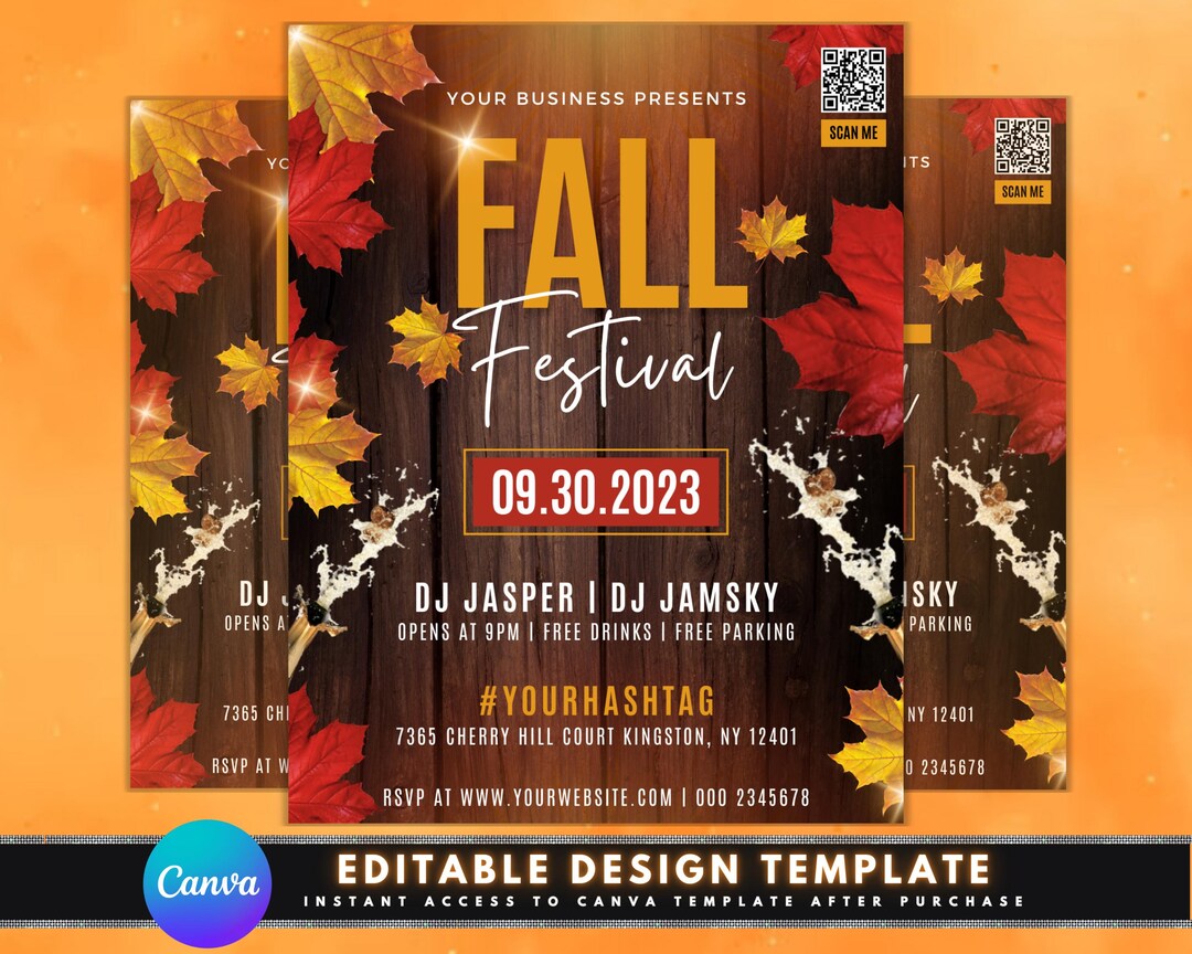 Fall Festival Flyer, DIY Flyer Template Design, Harvest Festival Invite ...