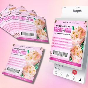 Coffee Treat for You Flyer, DIY Flyer Template Design, Starbucks Giveaway Flyer, Coffee on Me ...