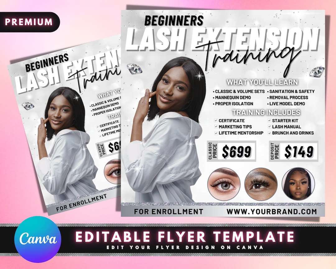 Lash Extension Training Flyer, DIY Flyer Template Design, Eyelashes ...
